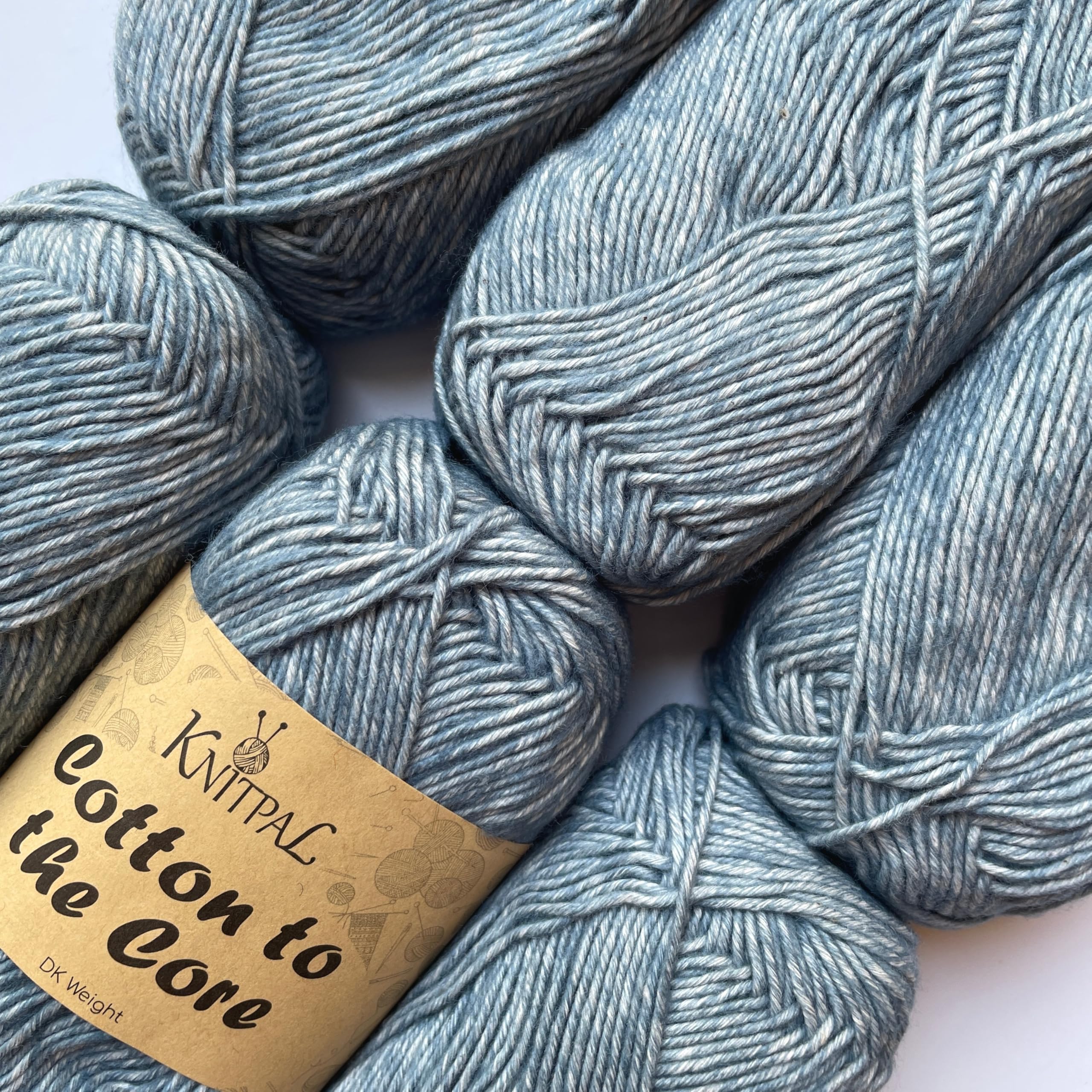 Cotton to The Core Cotton Yarn for Crocheting, 6 Skeins, 852Yds/300G, Free Patterns - Soft Baby Yarn for Knitting - 3 DK Light Worsted Weight - Ocean Blue