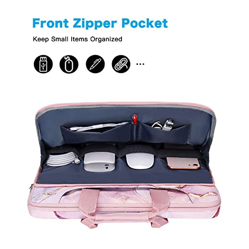 MOSISO 360 Protective Laptop Shoulder Bag Compatible with 17-17.3 inch Dell XPS/HP Pavilion/Ideapad/Acer/Alienware/HP Omen,Polyester Sleeve with Belt Marble MO-MBH216