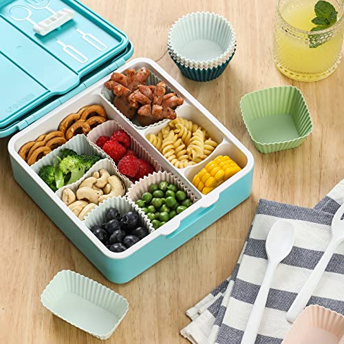 48 Pack Silicone Cupcake Liners, 3 Shapes of Standard Round & Square & Rectangle - Reusable Non-Stick Muffin Cups for Baking, Multicolor Bento Lunch Box Dividers - Non-Toxic, BPA Free, Dishwasher Safe