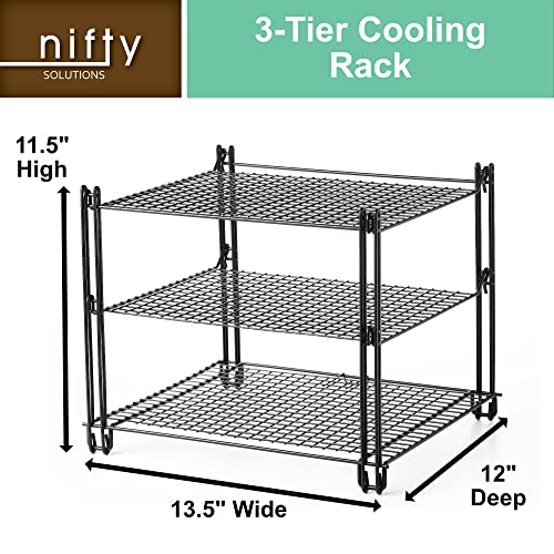 Nifty 3-Tier Cooling Rack β Non-Stick Coating, Wire Mesh Design, Dishwasher Safe, Collapsible Kitchen Countertop Organizer, Use for Baking Cookies, Cakes, Pies