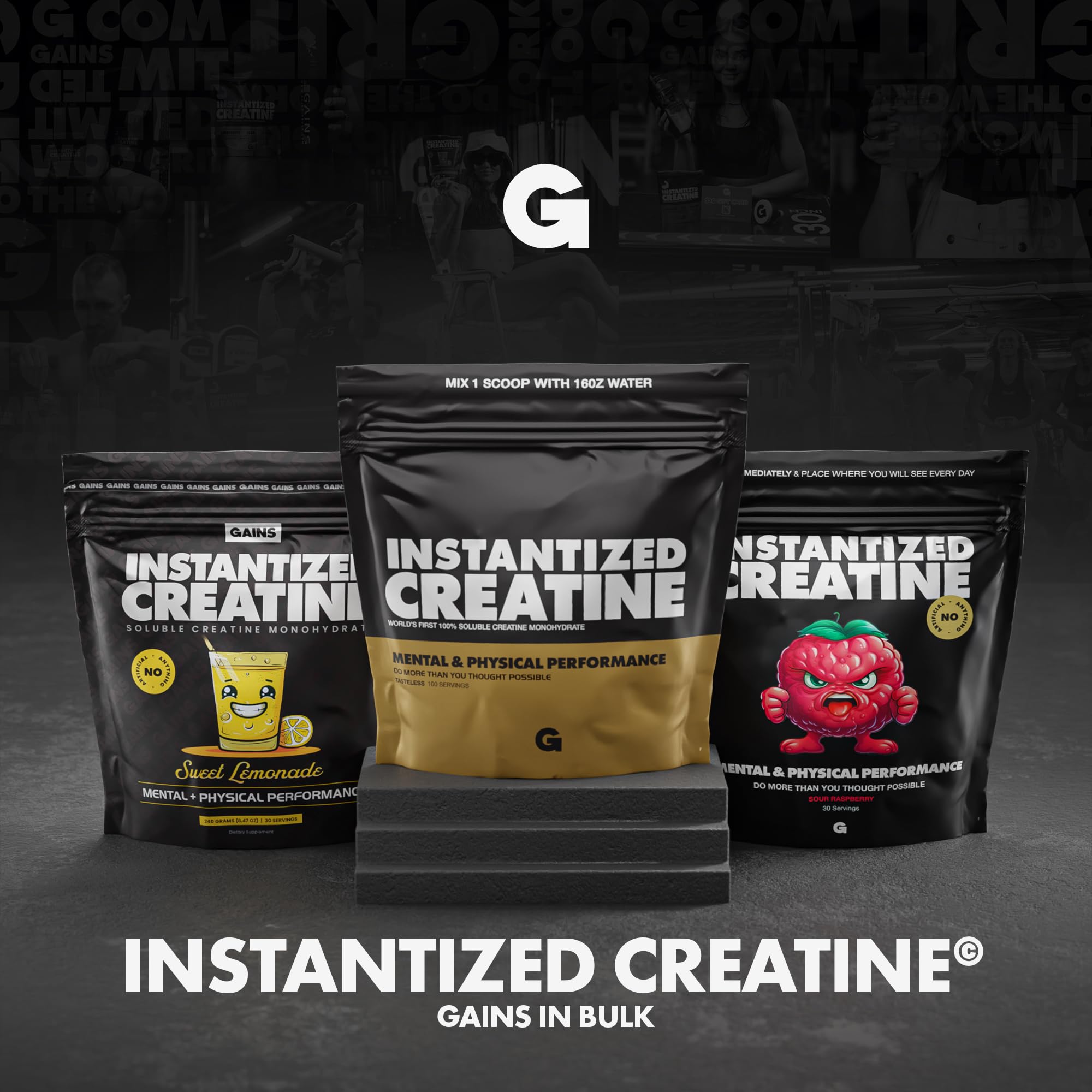 Instantized Creatine Monohydrate Gains in Bulk, Worlds First 100% Soluble Creatine for Strength, Performance, and Muscle Building (30 Servings)