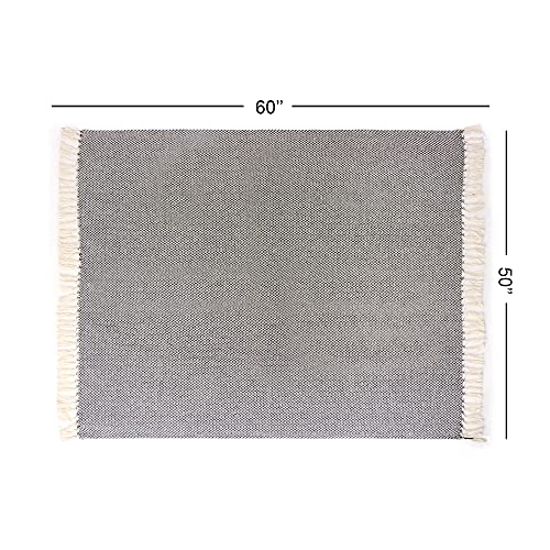REDEARTH Classic Throw Blanket -Medium Weight Soft Lap Blanket for Sofa Bed Couch Chairs loveseats car, Living, Indoor/Outdoor use 100% Cotton (50x60; Black)