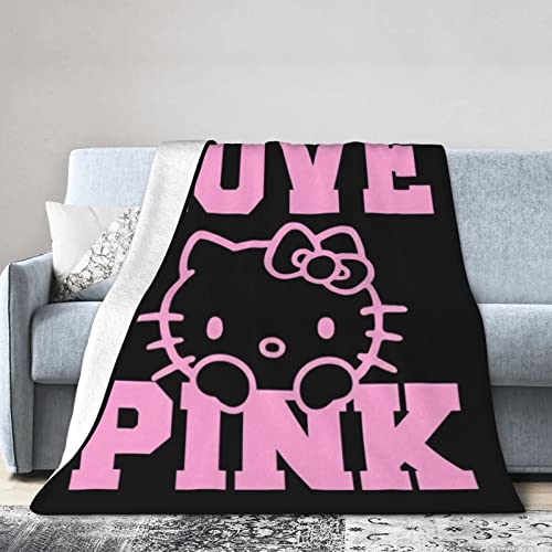 Lightweight Throw Blanket Ultra Soft Velvet Blanket Bed Blankets Quilt Durable Home Decor Blanket Sofa Blanket Carpet 50"x40" Cartoon Pink Kitty Cat (112)