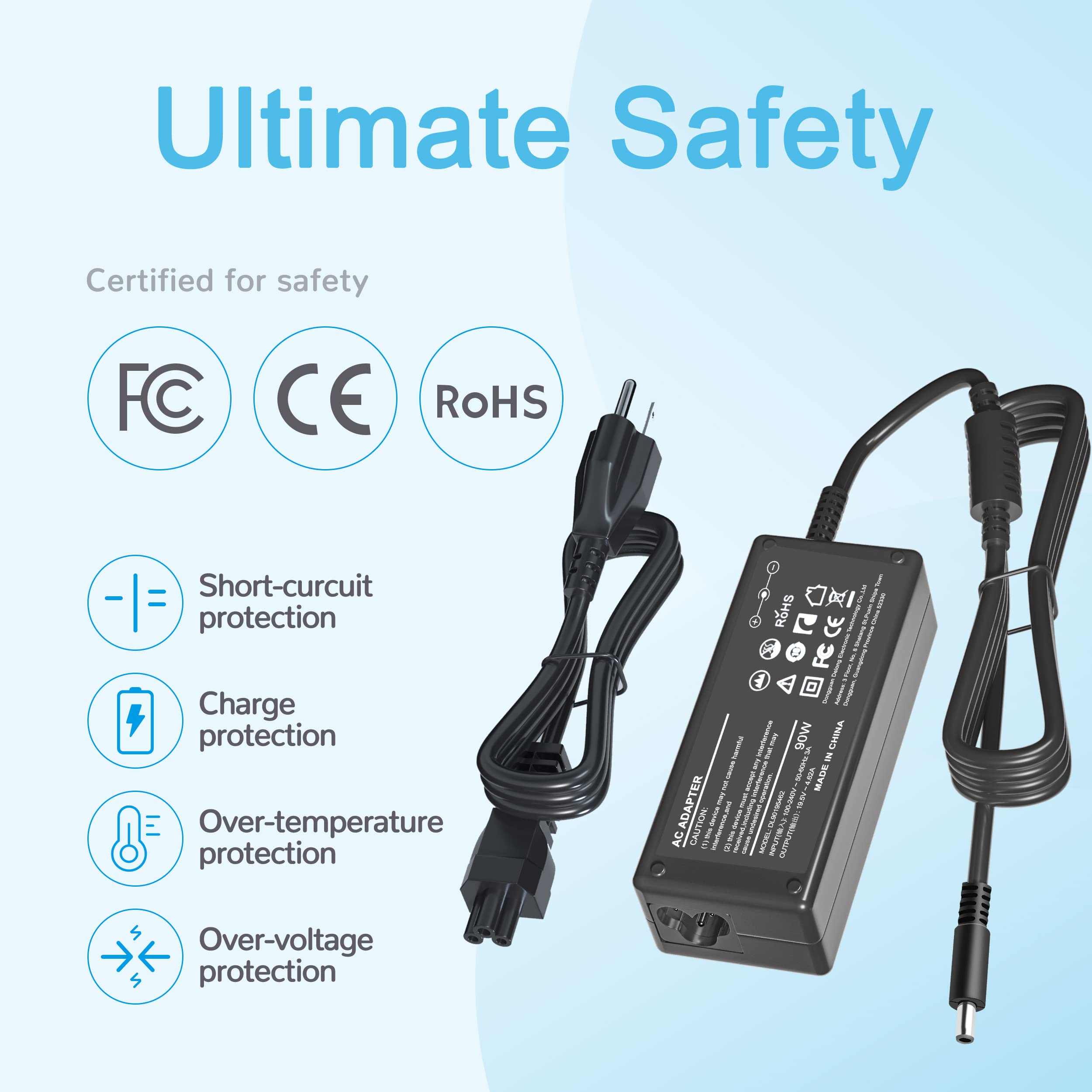 Ibatts 90W Ac Adapter Charger for Dell OptiPlex Micro 9020 7050 7010 7040 7080 7060 7070 5050 5070 5090 5080 5060 3080 3050 3040 3070 3090 3046 MFF Business Desktop Computer PC;7700 Power Cord Supply