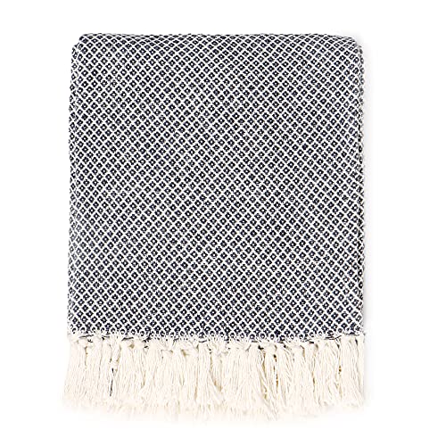 REDEARTH Classic Throw Blanket -Medium Weight Soft Lap Blanket for Sofa Bed Couch Chairs loveseats car, Living, Indoor/Outdoor use 100% Cotton (50x60; Black)