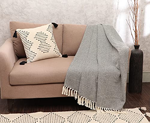 REDEARTH Classic Throw Blanket -Medium Weight Soft Lap Blanket for Sofa Bed Couch Chairs loveseats car, Living, Indoor/Outdoor use 100% Cotton (50x60; Black)