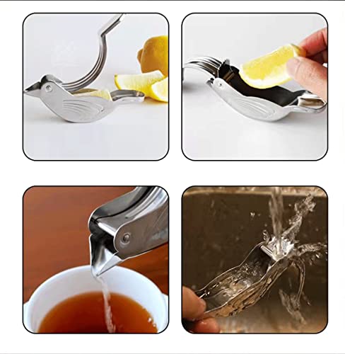 Genting stainless steel manual lemon juicer and lime squeezer, silver (2 pieces)Bird shape lemon juicer