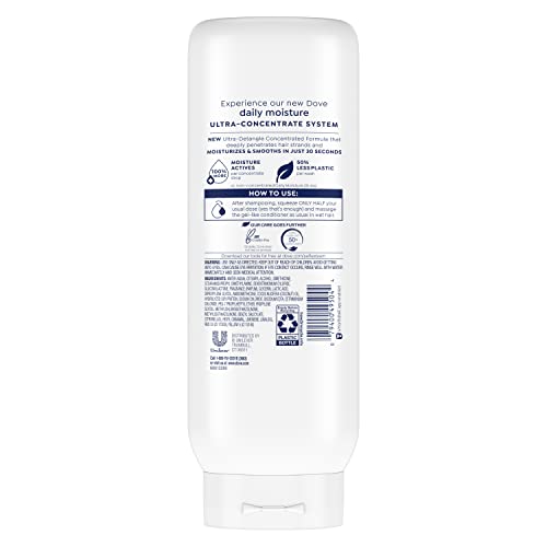 Dove Ultra Daily Moisture Concentrate Conditioner for Dry Hair Moisturizes and Smooths in 30 Seconds, With Fast-Detangle Technology and 2X More Washes 20 oz