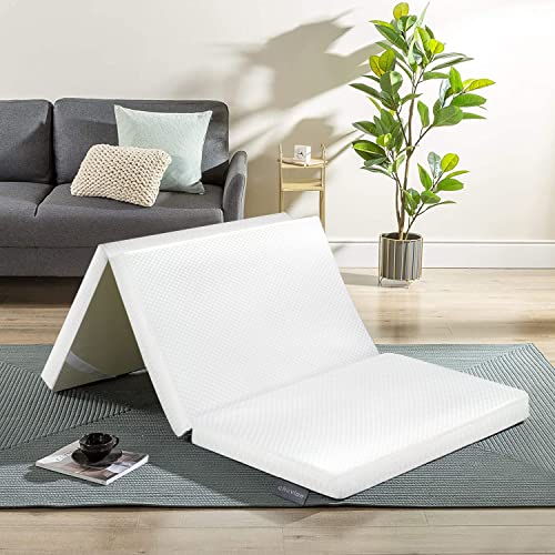 CHUVIAN Folding Mattress, Tri-fold Memory Foam Mattress Topper with Washable Cover, Foldable Mattress Topper for Camping, Guest - CertiPUR-US Certified - Twin Size, 39" x 75"