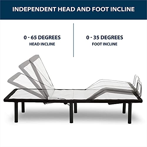 BLISSFUL NIGHTS 10 inch Gel Infused Medium Firm Memory Foam Mattress with e2 Adjustable Bed Frame Combo Set Head and Foot Incline Wired Remote (Split King)