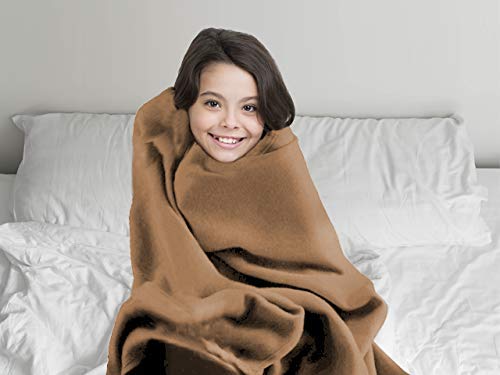 JMR Fleece Throw Blankets for Bed, Couch, or Sofa - Ultra-Soft and Warm Microfiber Plush Blanket for Home and Outdoor Use (Beige, 108X90)