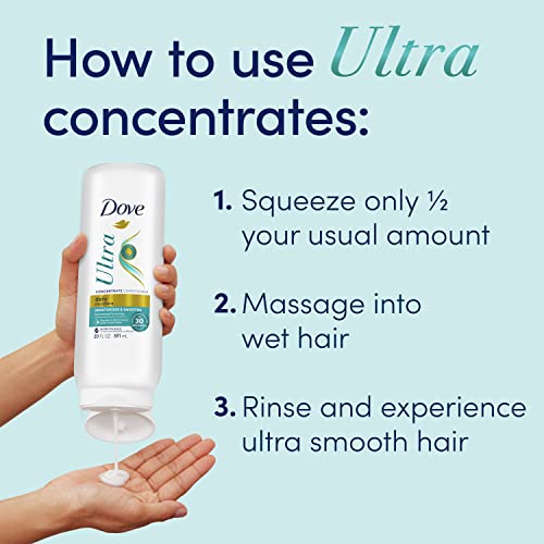 Dove Ultra Daily Moisture Concentrate Conditioner for Dry Hair Moisturizes and Smooths in 30 Seconds, With Fast-Detangle Technology and 2X More Washes 20 oz