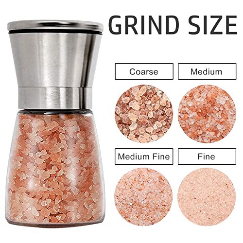 Pepper Grinder Pepper Mill, Salt Grinder Refillable,(Single Package) Adjustable Coarseness Black Pepper Grinder, Stainless Steel Sea Salt Shaker with Ceramic Rotor (1 pack)