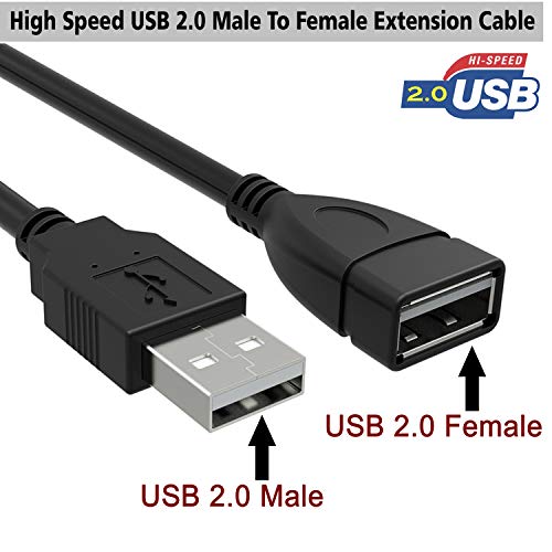 4 Pack (15cm - 6inch) Adjustable Flexible USB 2.0 Male to Female Extension Plug bundle with Nylon Big Underbed Storage Bag Moisture Proof Cloth Organiser with Zippered Closure and Handle BlackRed