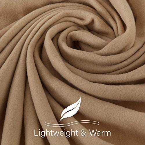 JMR Fleece Throw Blankets for Bed, Couch, or Sofa - Ultra-Soft and Warm Microfiber Plush Blanket for Home and Outdoor Use (Beige, 108X90)