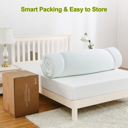 Cal King Mattress Topper, Assile 3 Inch Green Tea Memory Foam Mattress Topper with Zippered Bamboo Cover, Cloud-Like Soft