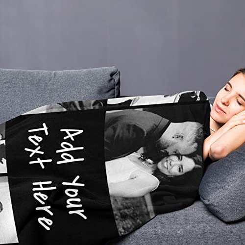 Custom Blanket with Photos Personalized Blanket with Picture & Text Customized Sofa Throw Blanket for Couples, Funny Gifts for Valentines,Boyfriend,Dad,Mom,Friends,New Year,Birthday - 40"x50"