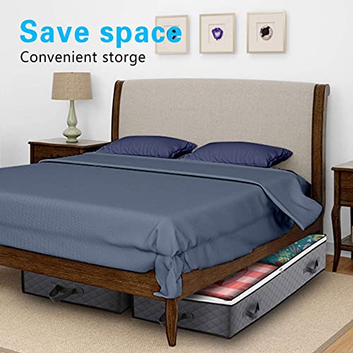 Under Bed Storage Bag, Under Bed Storage Containers with Reinforced Handles, Underbed Storage with Transparent Window for Easy Identification, Set of 2 Storage Bag Organizer for Clothes, Blankets and Shoes, Gray