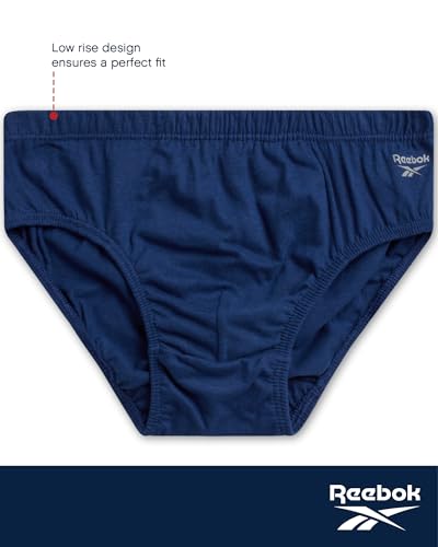 Reebok Low Rise Mens Briefs - 5 Pack Soft Cotton Mens Underwear with Supportive Contour Pouch - Supportive Fit for Everyday Wear, Medium, Burgundy/Charcoal/Blue/Light Grey/Black