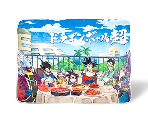 Dragon Ball Super Feast Plush Throw Blanket | Super Soft Fleece Blanket, Cozy Sherpa Cover For Sofa And Bed, Home Decor Room Essentials | Anime Manga Gifts And Collectibles | 45 x 60 Inches
