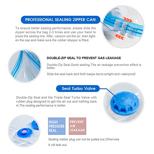 MASTERTOP 20pcs Vacuum Storage Bags, Space Saver Bags for Clothes Comforters Blankets Pillows with Hand Pump, Sealer Compression Bags for Travel & Home (2 X-Jumbo, 4 Jumbo, 4 Large, 4 Medium, 6 Small)