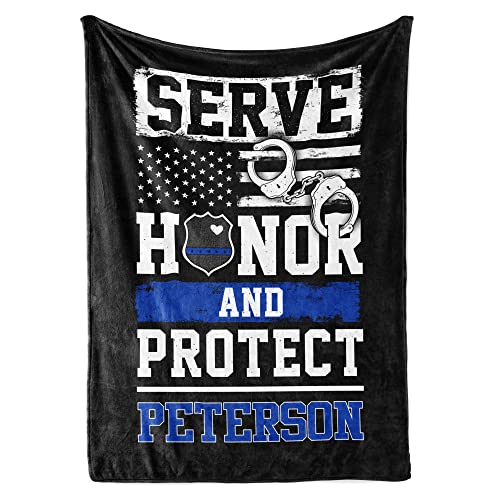 Personalized Blanket for Police Officer with Name, Gifts for Policeman, Police Officer Gifts, Birthday Gifts for Police Officer, Policeman Birthday Gift, Gift Ideas for Police Officer (5060-fleece)…