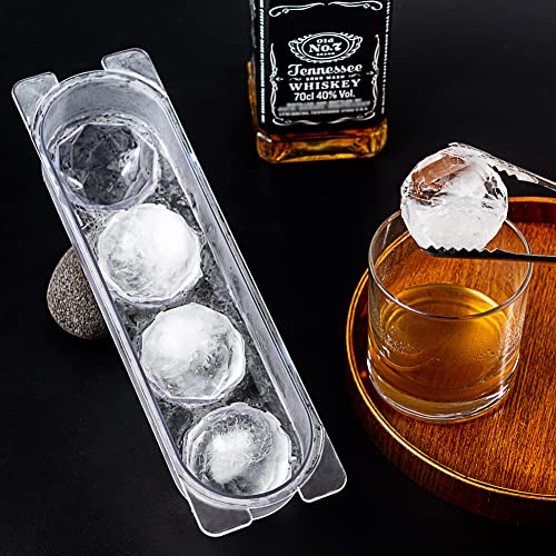 Combler Ice Molds, Ice Cube Tray for Freezer, 2 Inch Large Ice Cube Molds for Cocktails Whiskey Bourbon, Diamond Ice Ball Maker Mold, Round Ice Cube Mold Set of 2, With Tong & Storage Bag Gifts