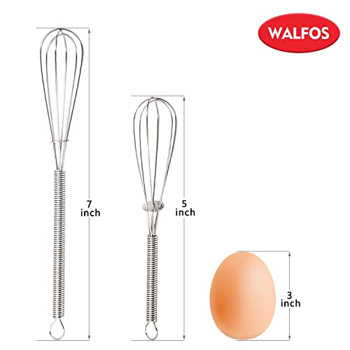 Mini Whisks Stainless Steel, Small Whisk 2 Pieces, 5in and 7in Tiny Whisk for Whisking, Beating, Blending Ingredients, Mixing Sauces