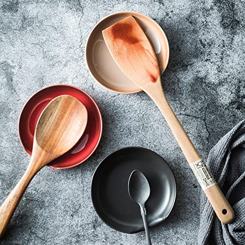 Spoon Rest Spoon Holder For Stove Top Ceramic Stove Spoon Holder For Kitchen Counter Spatula Holder Utensil Rest, Dark Black