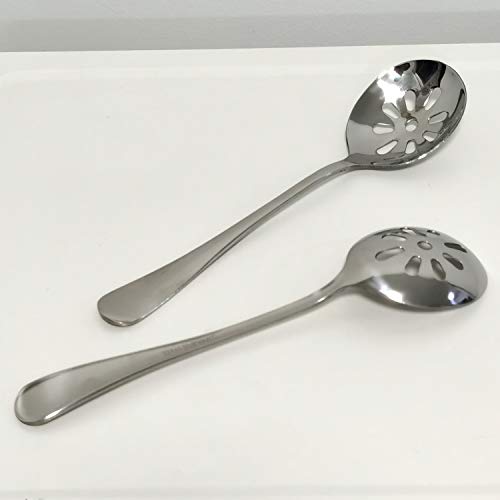 Goeielewe 2-Pack Soup Slotted Serving Spoon 7.7-inch Stainless Steel Colander Spoon for Buffet, Dinner, Restaurants, Kichen (Slotted Spoon)