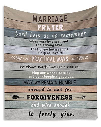 Marriage Prayer Gifts Blanket Wedding Anniversary Engagement Gifts for Couples Newly Engaged Unique Christian Decor Throw Blanket Religious Present for Women Men for Valentines, Birthday 60"X50"