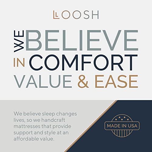 Loosh Queen Size 12" Extra Firm Mattress Moisture Wicking Fabric, Cool Sleep - Inner Spring System & High-Density Foam Layers for Support & Comfort - CertiPUR-US Certified, Bed in Box