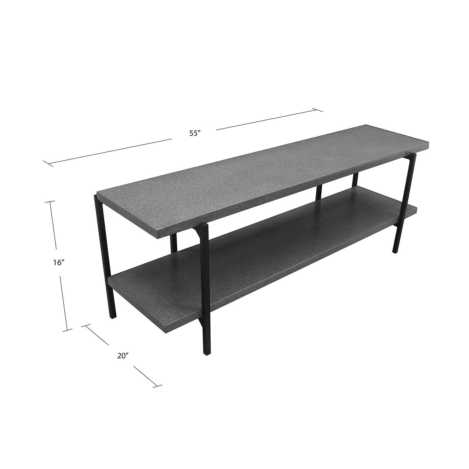 Casual Elements VOLTERRA Concrete & Steel TV Shelf Unit Television Stand, Granite Grey