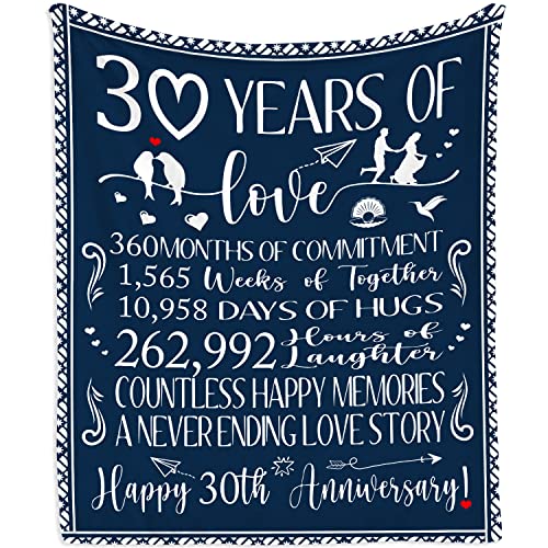 Mubpean 30th Anniversary Wedding Gifts Blanket 60"x50" - 30th Anniversary Wedding Gifts for Couples/Husband - Romantic Gifts for Him - 30th Anniversary Decorations, 30th Anniversary Wedding Gift Ideas