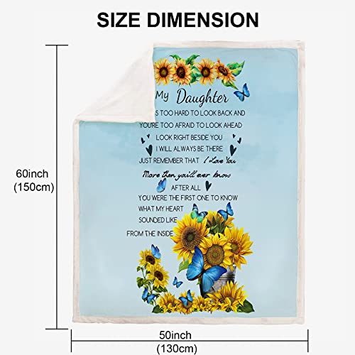Daughter Gift from Mom Dad Sunflower Blanket to My Daughter Throw Blanket Soft Sherpa Fleece Bed Throw Blanket 50x60 inches