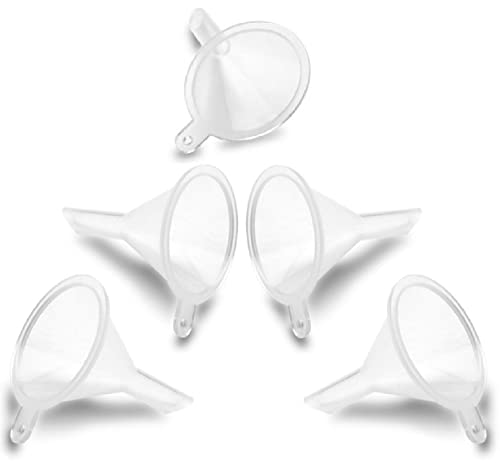 Mini Funnel 5-Pack for Lab Bottles, Sand Art, Perfume, Spice, Powder, Essential Oil, Recreational, Kitchen Food Grade Small Plastic