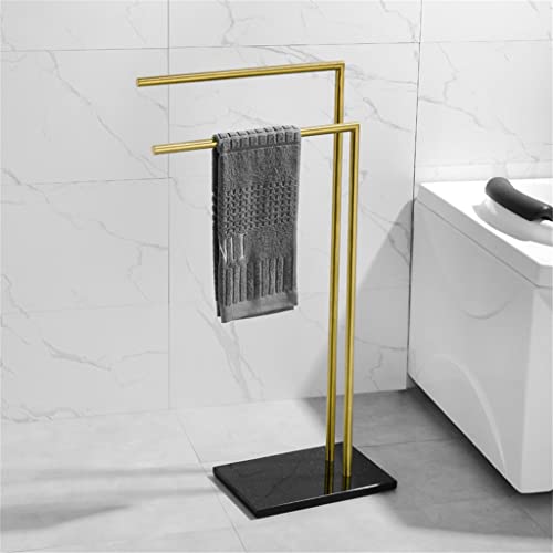 FCMLD 90cm High Gilding Hanging Towel Bar Holder Marble Base No Punching Floor Stand
