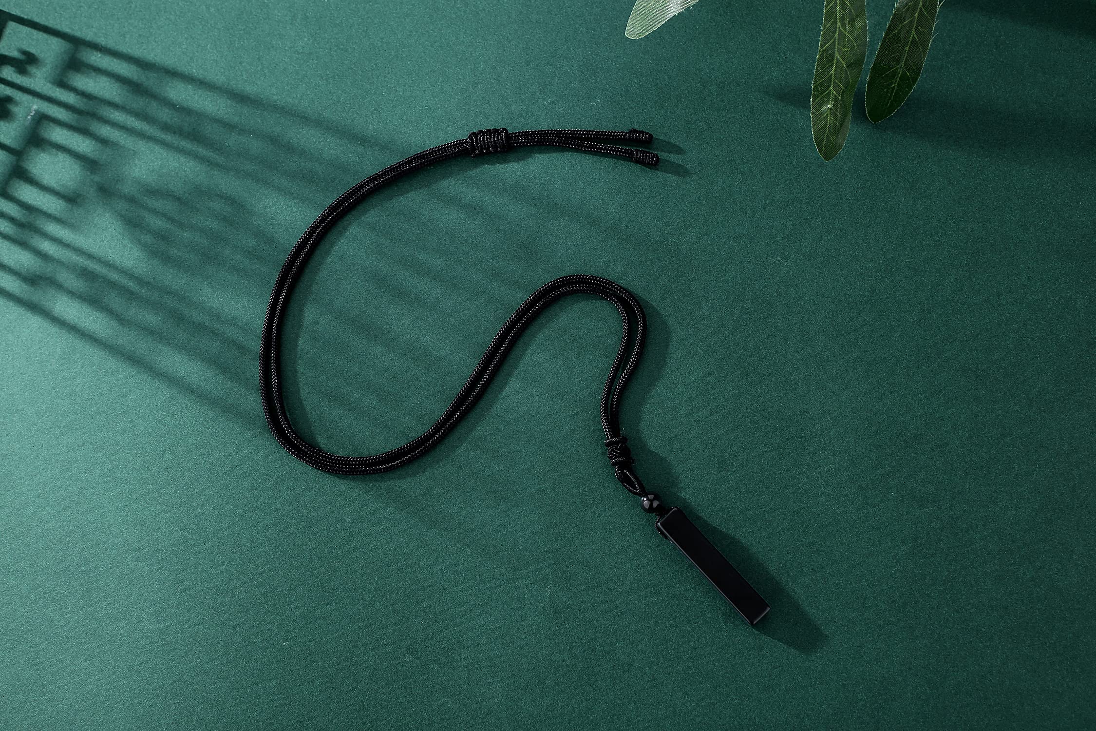 XIANNVXI Cool Necklace for Men Bar Necklace Black Obsidian Crystal Necklace Adjustable Rope Natural Gemstone Rectangle Pendant Necklaces Jewelry
