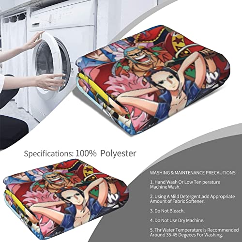 Japanese Anime Cartoon Straw Hat Pirates Throw Blanket Flannel Soft Cozy Warm Lightweight Blanket for Home Bedding Living Room Sofa Couch Bedroom Decor Bed Blanket 40X50