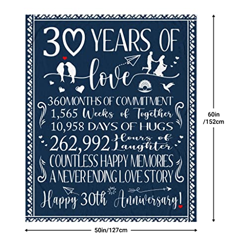 Mubpean 30th Anniversary Wedding Gifts Blanket 60"x50" - 30th Anniversary Wedding Gifts for Couples/Husband - Romantic Gifts for Him - 30th Anniversary Decorations, 30th Anniversary Wedding Gift Ideas