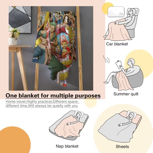 Japanese Anime Cartoon Straw Hat Pirates Throw Blanket Flannel Soft Cozy Warm Lightweight Blanket for Home Bedding Living Room Sofa Couch Bedroom Decor Bed Blanket 40X50