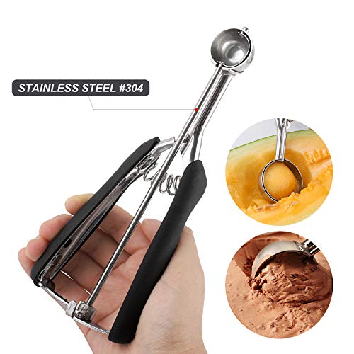 Extra Small Cookie Scoop 1 tsp, Professional Stainless Steel Mini Ice Cream Scoop 25 mm, Melon Baller Scoop Good Soft Grips, Quick Trigger Release