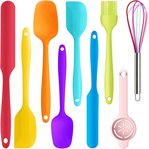 Multicolor Silicone Spatula Set - 446°F Heat Resistant Rubber Spatulas for Cooking,Baking,Mixing.One Piece Design with Stainless Steel Core.Nonstick Cookware friendly,BPA-Free,Dishwasher Safe