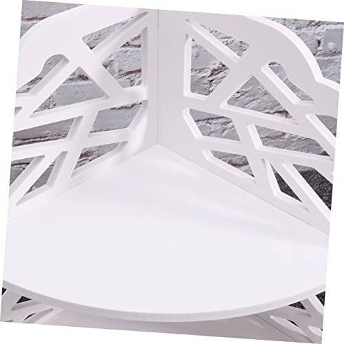 Yardwe Bathroom Racks Organizer Rack Shelf Board Floor Corner Shelf Bath Shelf Basket Shower Shelf Caddy Hollow Bathroom Rack Bathroom Storage Rack Shelf Bathroom Corner Frame Wpc White