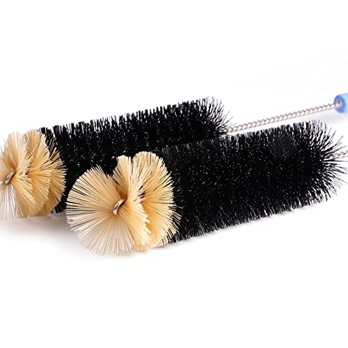 Bottle Cleaning Brush, 17 Inches Extra Long Handle Water Bottle Brush, Flexible Bendable Cleaner for Washing Narrow Neck Bottles, Wine Decanter, Kombucha, Pipes, Beer Brewing Supplies, 2 Pack