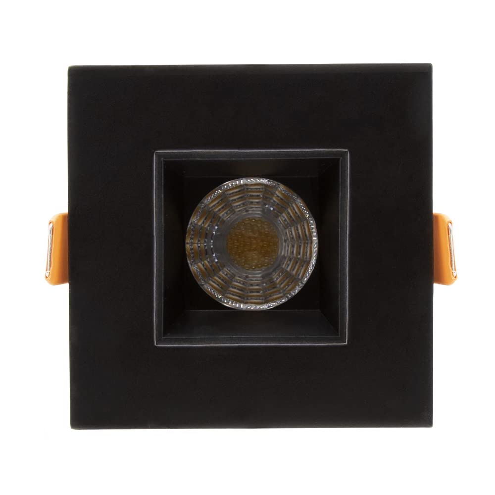 Maxxima 2 in. Ultra-Thin Square Recessed Anti-Glare LED Downlight, Canless IC Rated, 450 Lumens, 5 Color Temperature Selectable 2700K/3000K/3500K/4000K/5000K, Dimmable, Black Trim, 90 CRI, J-Box Incl