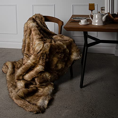 Best Home Fashion Heavyweight Super Soft Luxury Faux Fur Throw Blanket - 58" W x 60" L - Platinum Frost Fox