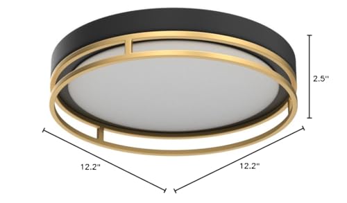 Flynix 12.5 Inch LED Flush Mount Ceiling Light Fixture, 26W, Super Bright 1700 Lumens, 3 Color 3000K/4000K/5000K, Dimmable Ceiling Lamp for Bedroom Hallway Bathroom Kitchen Laundry (Black Gold)