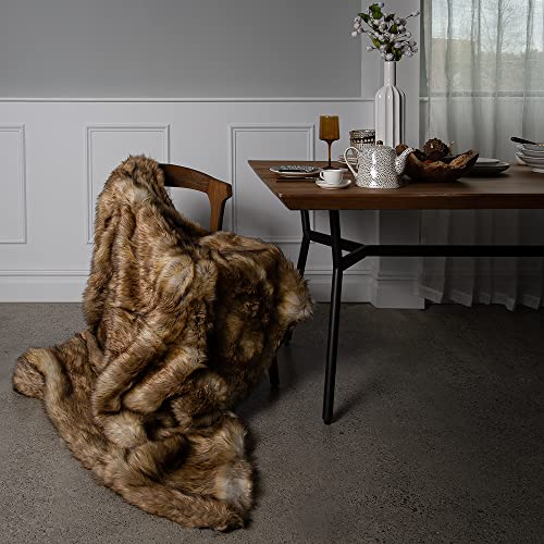Best Home Fashion Heavyweight Super Soft Luxury Faux Fur Throw Blanket - 58" W x 60" L - Platinum Frost Fox