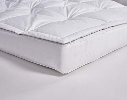 Blue Ridge Home Fashions Luxury (Level IV) 5" Thick Down Pillowtop Featherbed/Mattress Topper, Queen, White